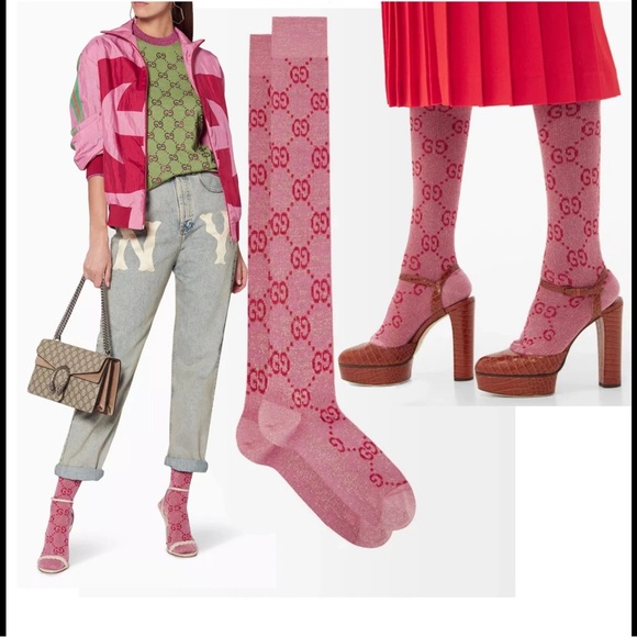 Gucci | Accessories | New Gucci Pink Logo Womens Hosiery | Poshmark